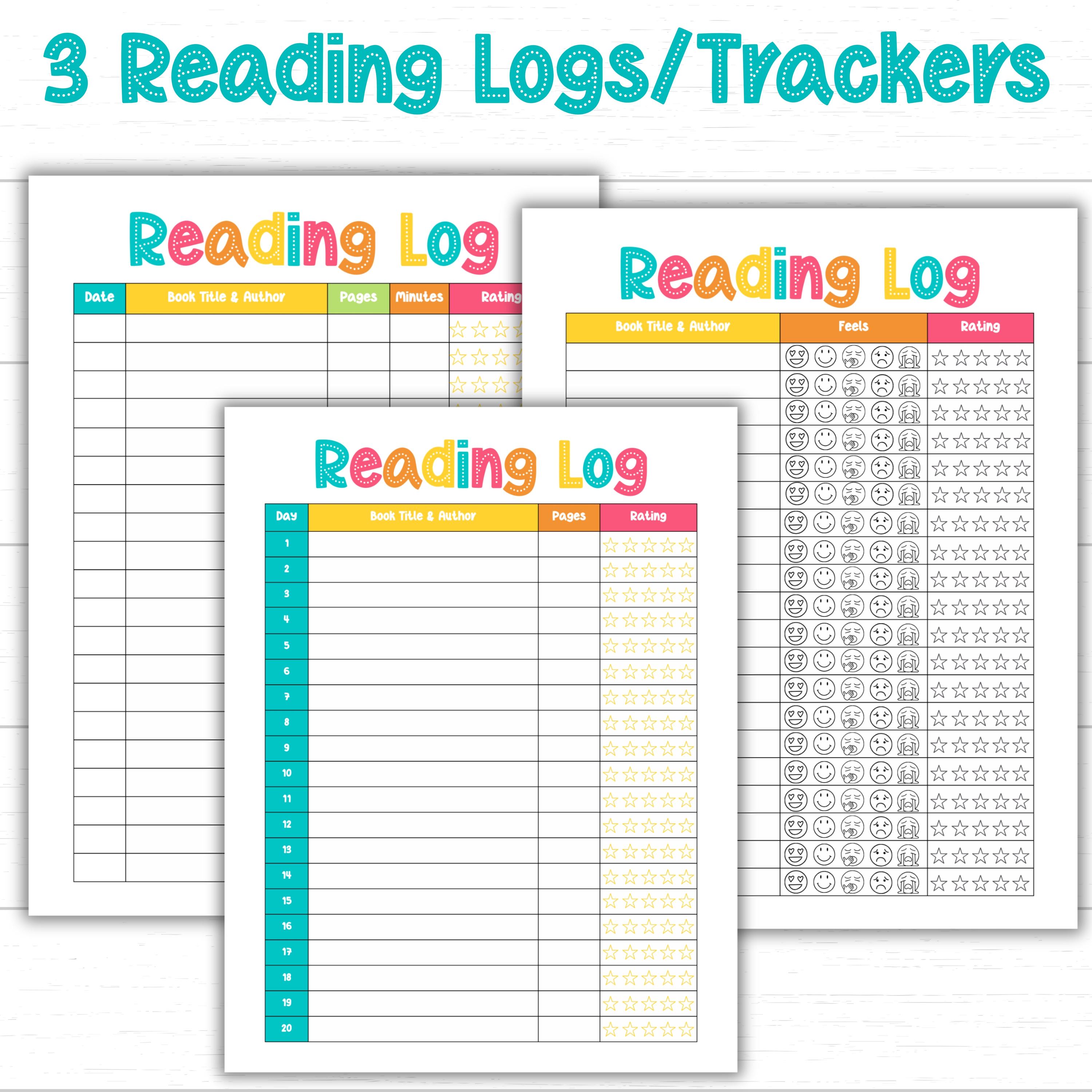 Reading Log, Kids Reading Log Set, Fun Kids Reading Trackers, 38 ...