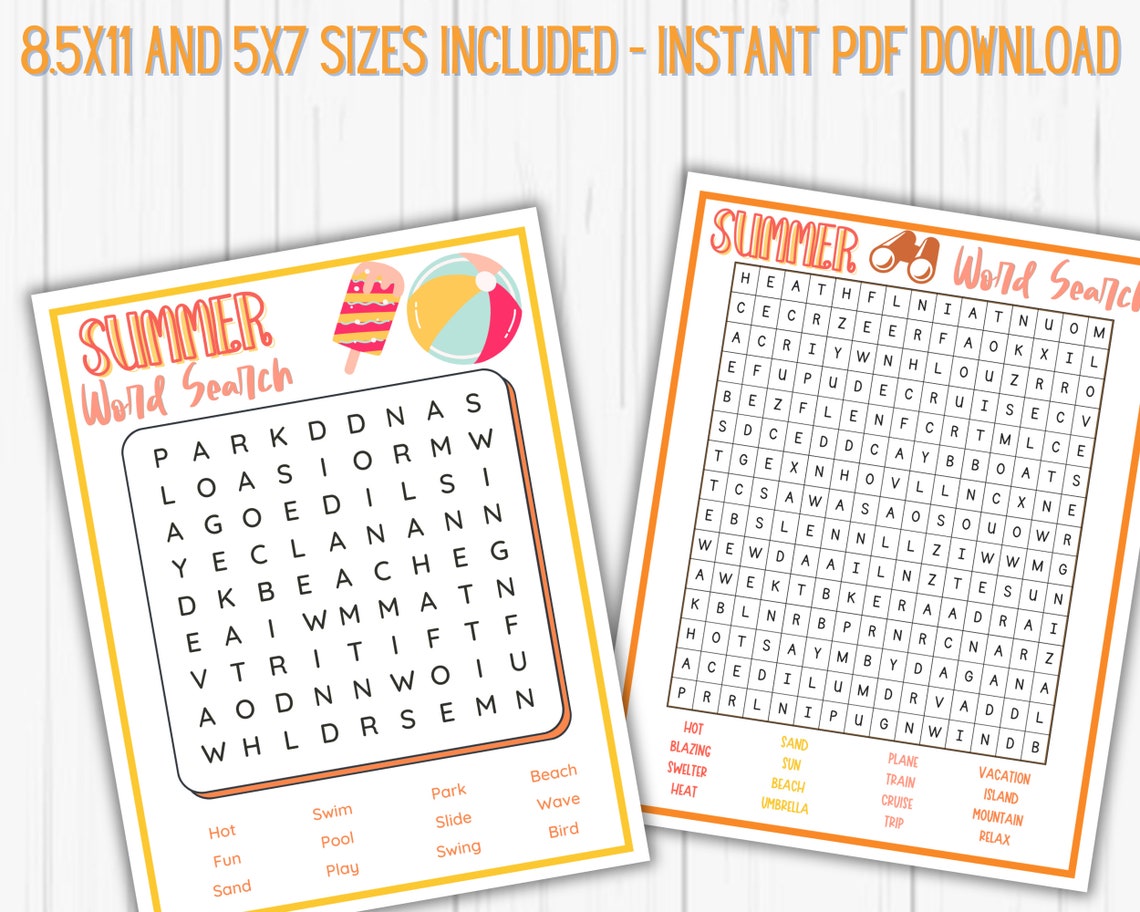 Summer Word Games | Printable Summer Game Bundle | Summer Games Kids ...