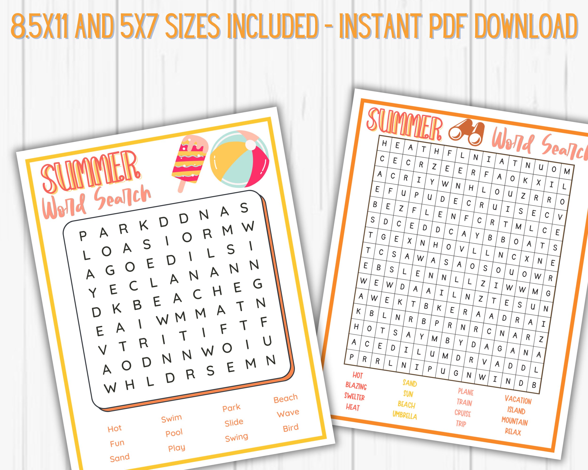 Summer Word Games Printable Summer Game Bundle Summer Games Kids Adults ...