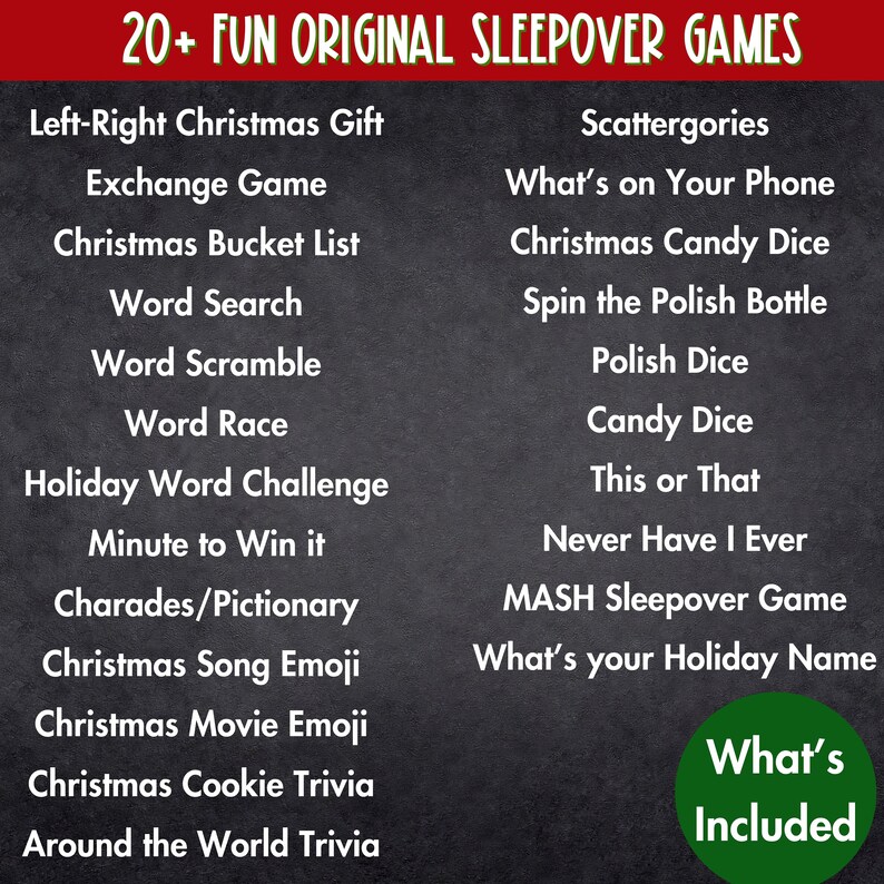 Sleepover Games | Slumber Party Games | Christmas Sleepover Games ...