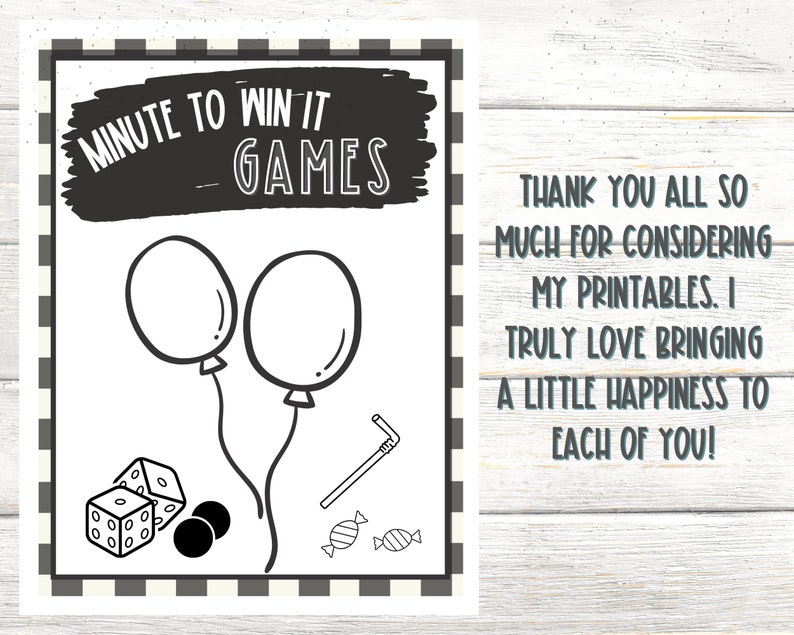 Minute to Win It Game, Party Game, Printable Party Game, Sleepover Game ...