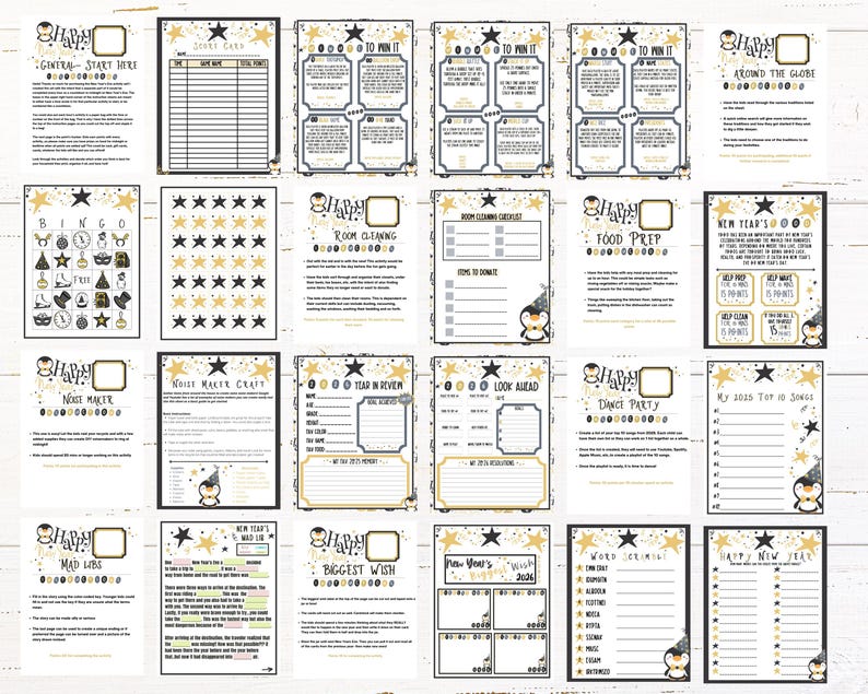 Kids New Year’s Countdown Games, 12 Hour to Midnight Activity Set ...
