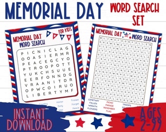 PRINTABLE Memorial Day Word Search - Etsy