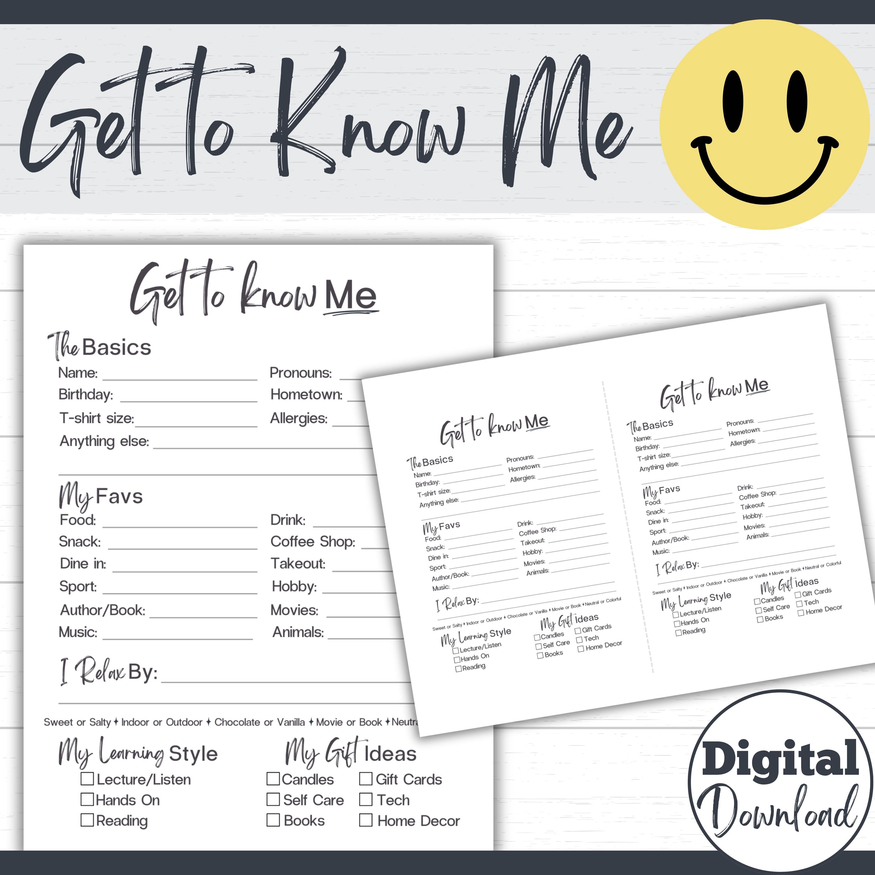 Get to Know Me | Get to Know Me Employee | Team Building Get to Know Me ...