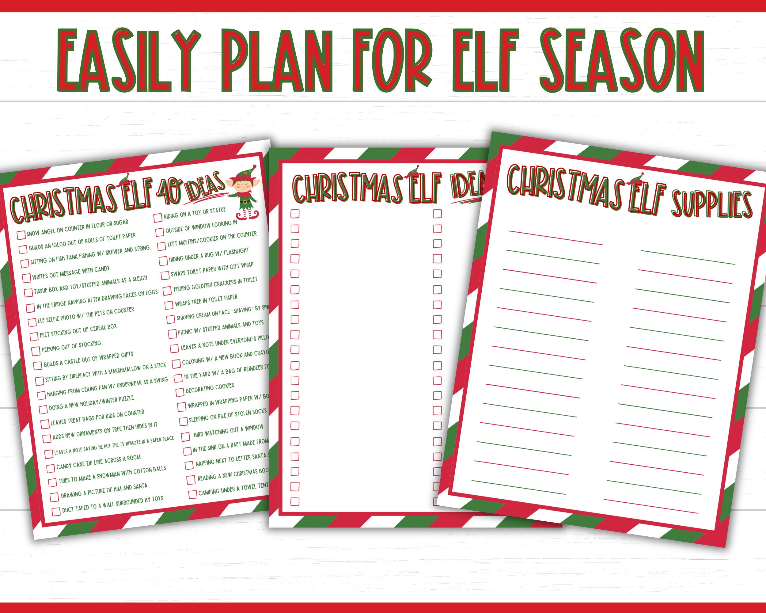 Elf Checklist Christmas Elf Holiday Elf Organizer Elf Kit Kid Printable ...