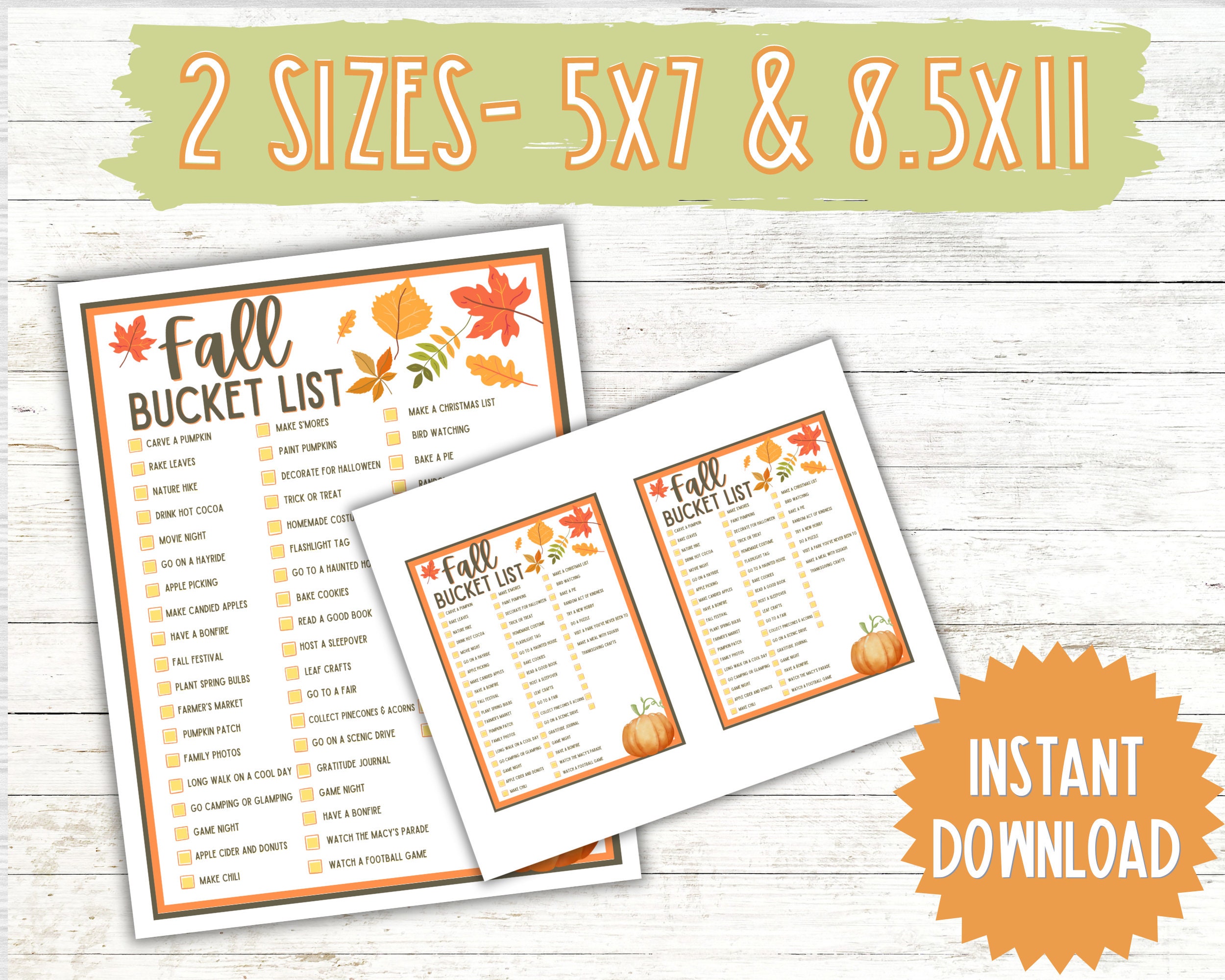 Fall Bucket List | Printable Fall Activity | Printable Fall Game ...