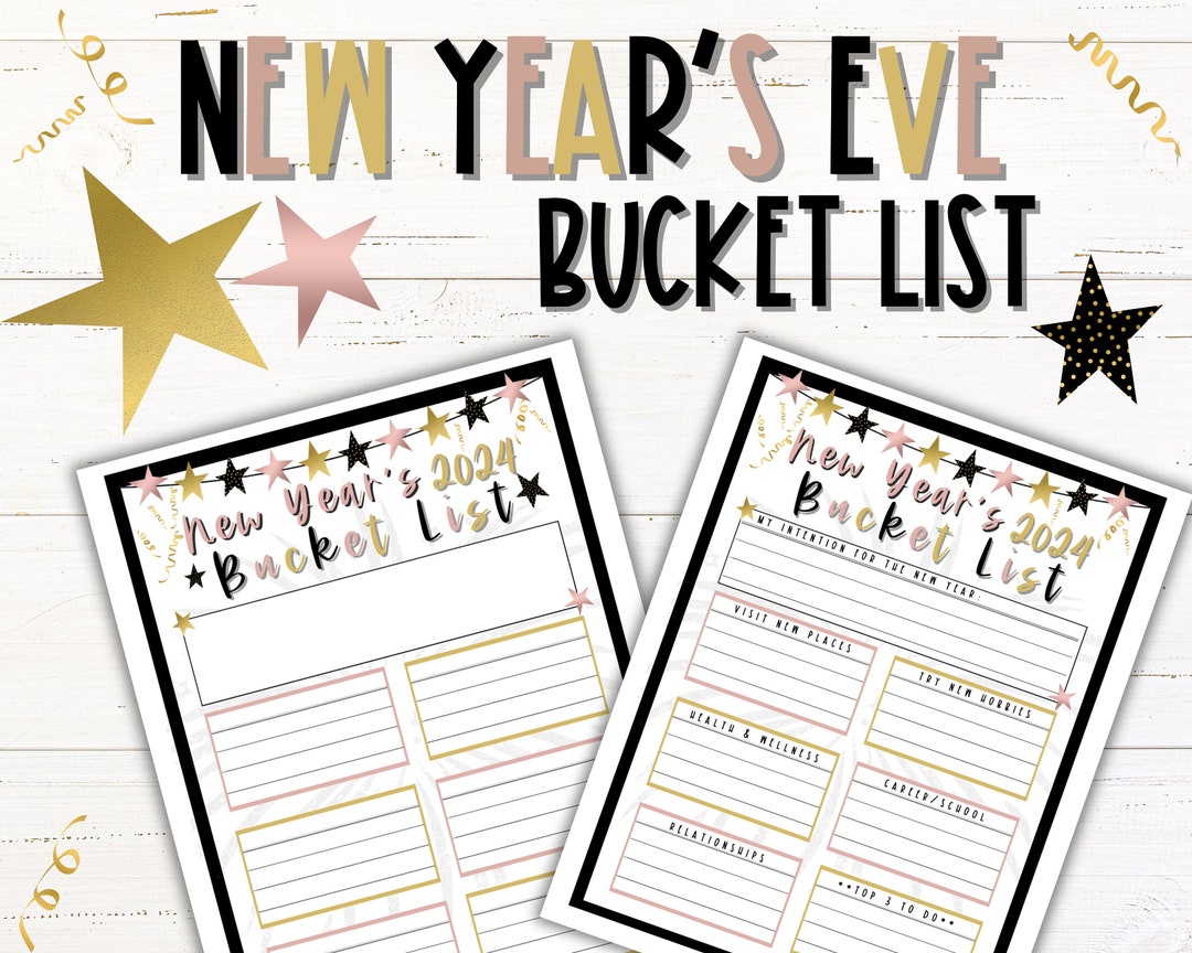 Near Years Bucket List NYE Bucket List Printable New Year Games New ...