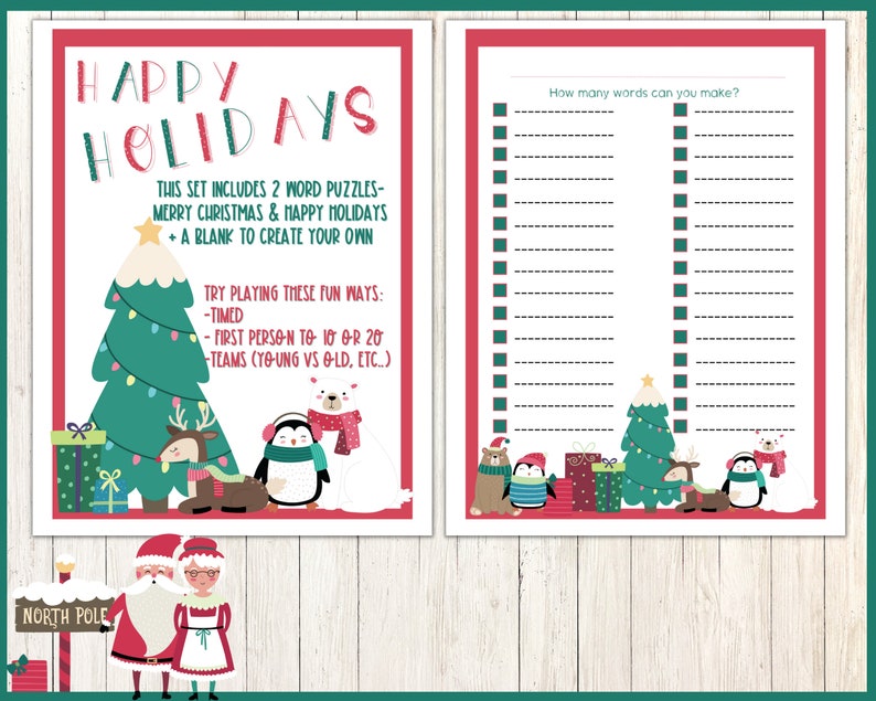 Printable Christmas Word Game Family Holiday Party Game Kids Printable ...