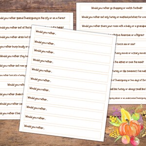 Thanksgiving Would You Rather Game Printable Thanksgiving Games ...