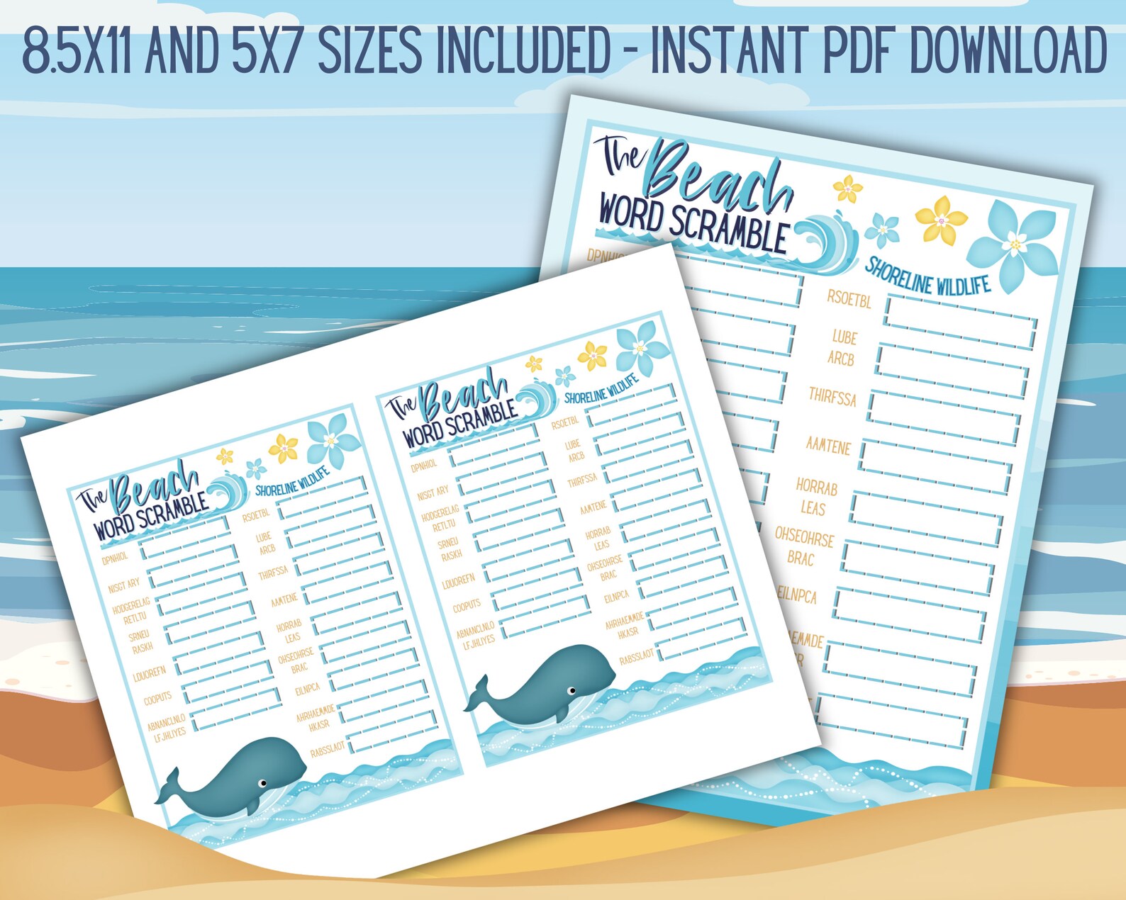 Beach Word Scramble Set | Printable Summer Word Scramble | Kid | Teen ...