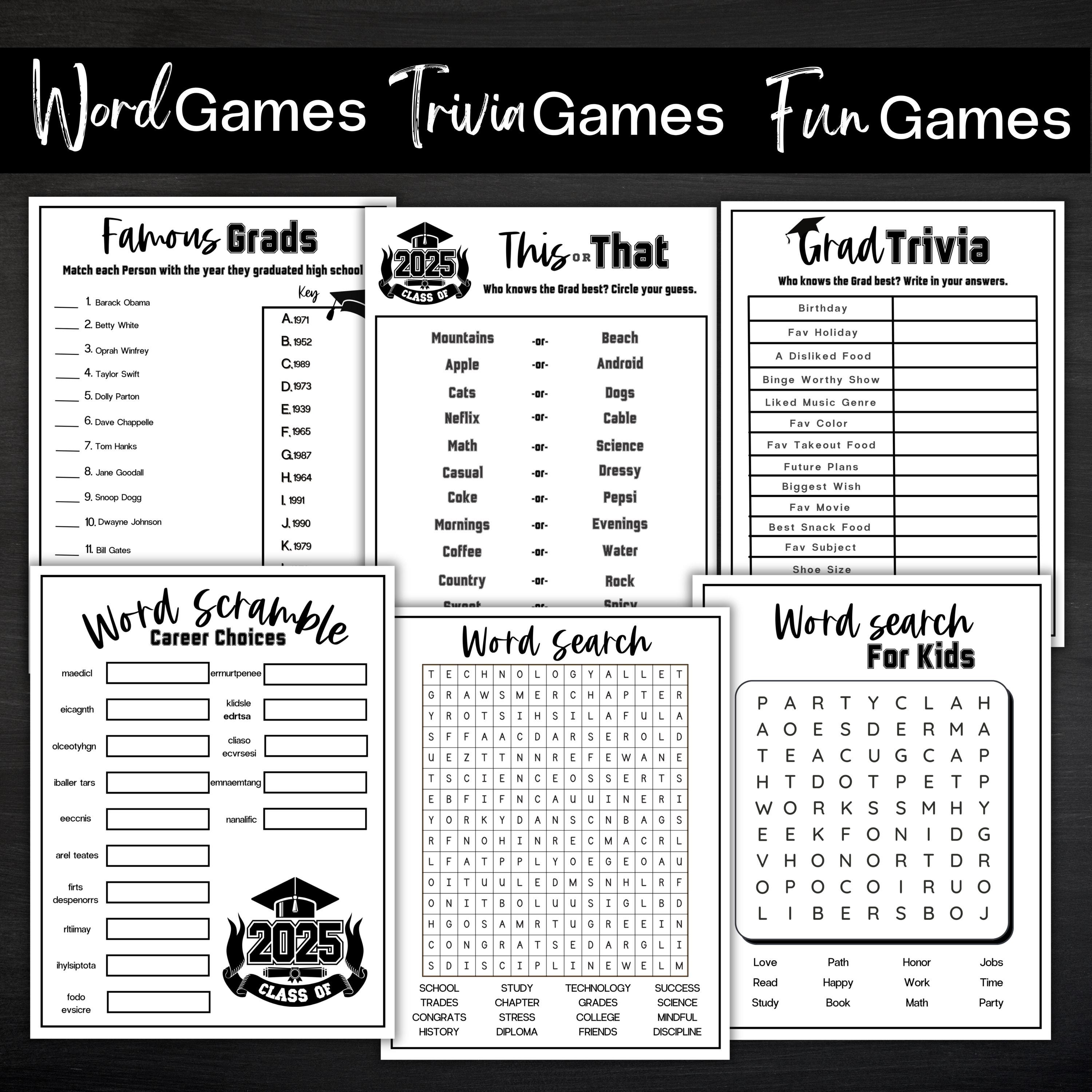 Graduation Party, Printable Graduation Party Games, 30+ Graduation ...
