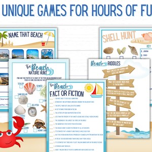 Beach Game Set | Printable Summer Beach Game Bundle | Kids Adults Teens ...