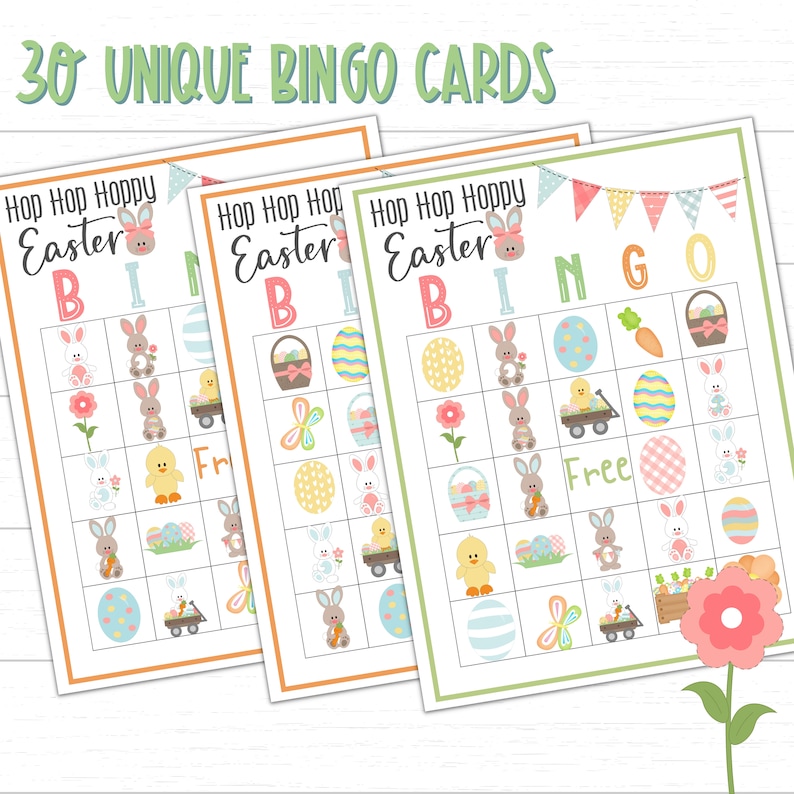 Easter Bingo 30 Bingo Cards Easter Activity Easter Game Printable Bingo ...