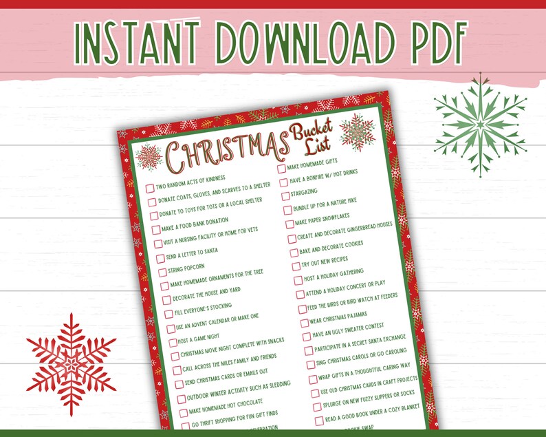 Christmas Printables, Christmas Bucket List, Christmas Checklist ...