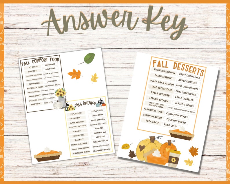 Fall Word Scramble Pack, Printable Word Scrambles, Fall Printable ...