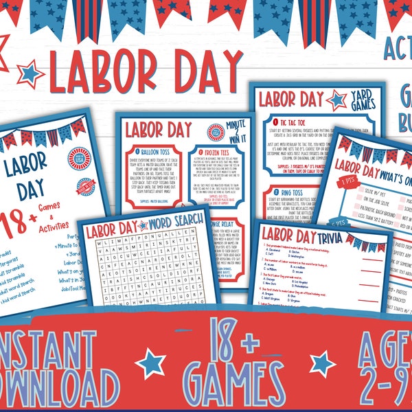 Labor Day Printable Games - Etsy