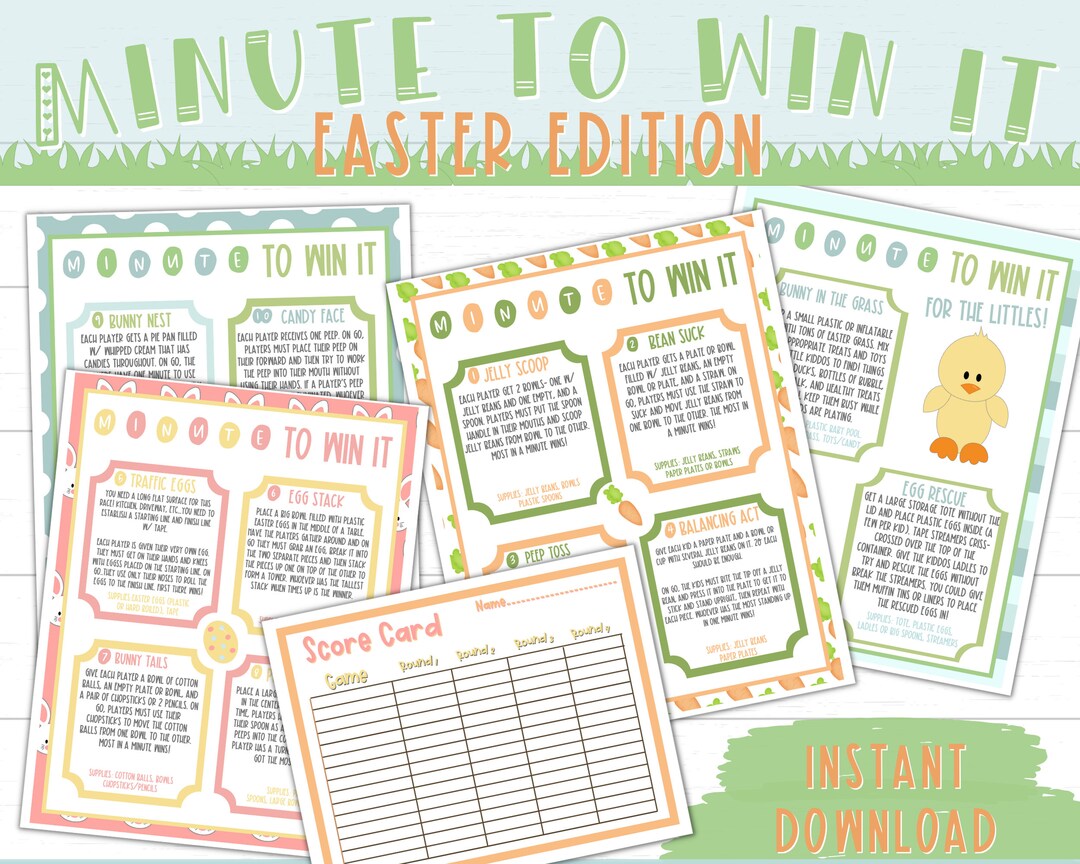 Easter Printable Game Easter Minute to Win It Kids Easter - Etsy