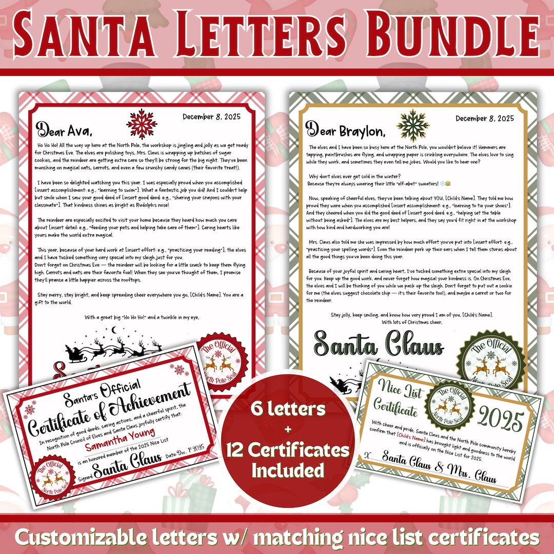 Santa Letter Printable, Personalized Santa Claus Letter, Editable Nice ...