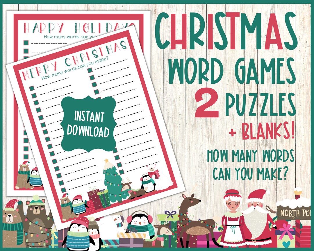 Printable Christmas Word Game Family Holiday Party Game Kids Printable ...