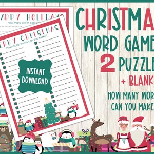 Printable Christmas Word Game Family Holiday Party Game Kids Printable ...