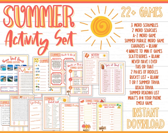 Summer Games Bundle, Printable Summer Games, Summertime Activities, Fun ...