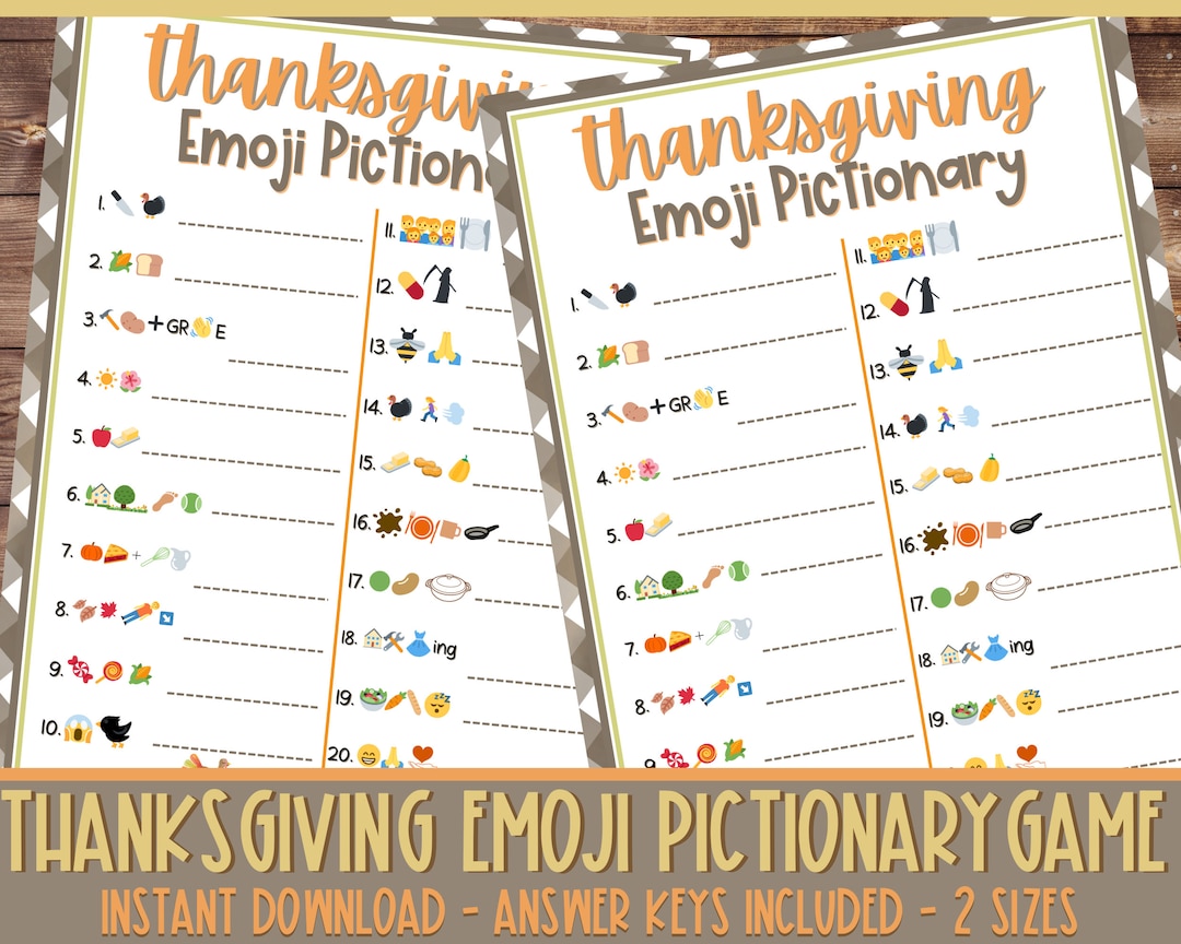 Thanksgiving Emoji Game | Printable Emoji Games | Thanksgiving Emoji ...