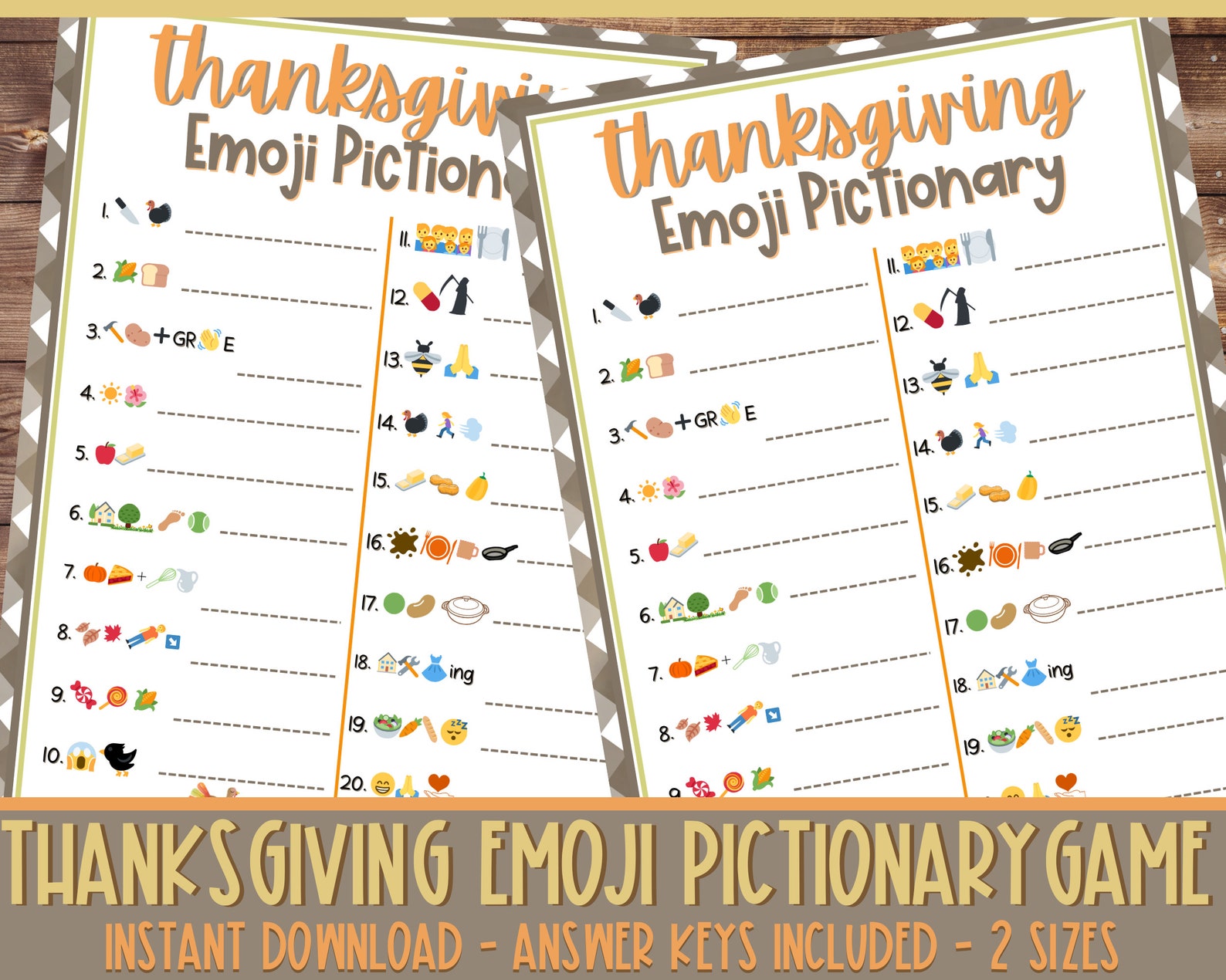Thanksgiving Emoji Game | Printable Emoji Games | Thanksgiving Emoji ...