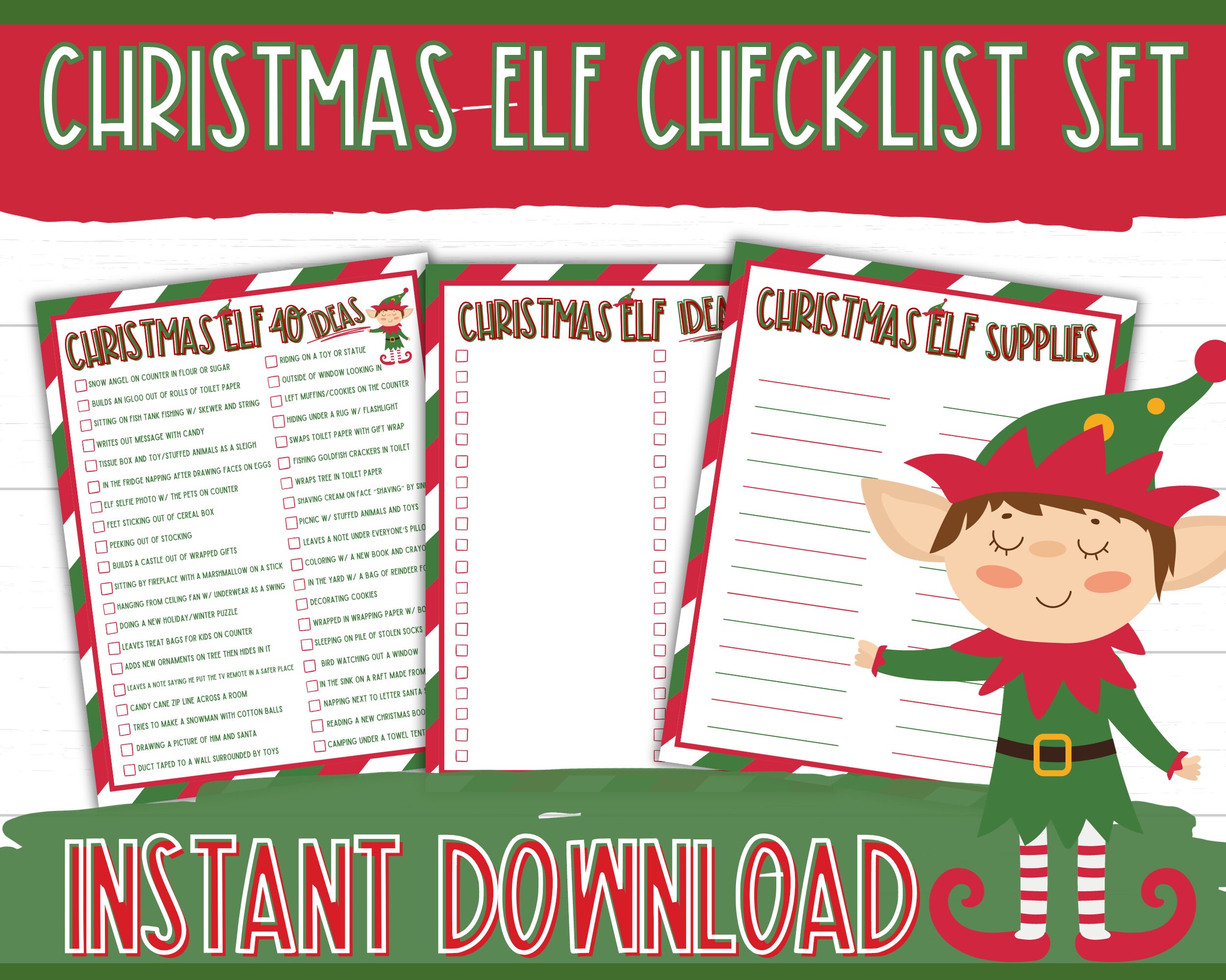 Elf Checklist Christmas Elf Holiday Elf Organizer Elf Kit Kid Printable ...