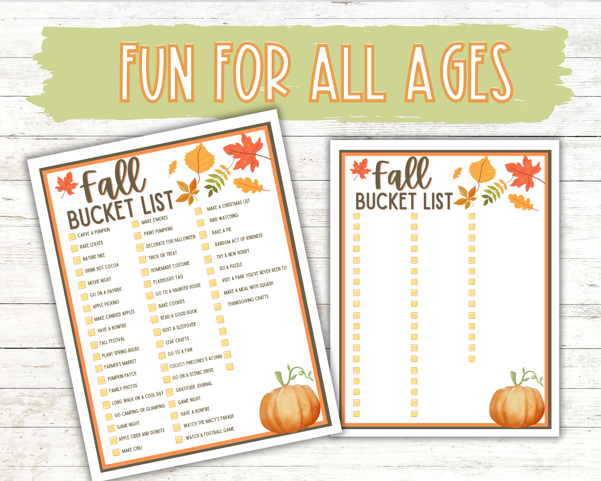 Fall Bucket List | Printable Fall Activity | Printable Fall Game ...