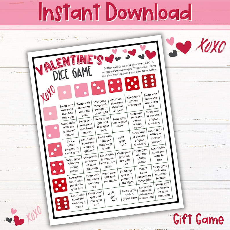 Valentines Dice Game | Valentine's Day Dice Activity | Two Printable ...