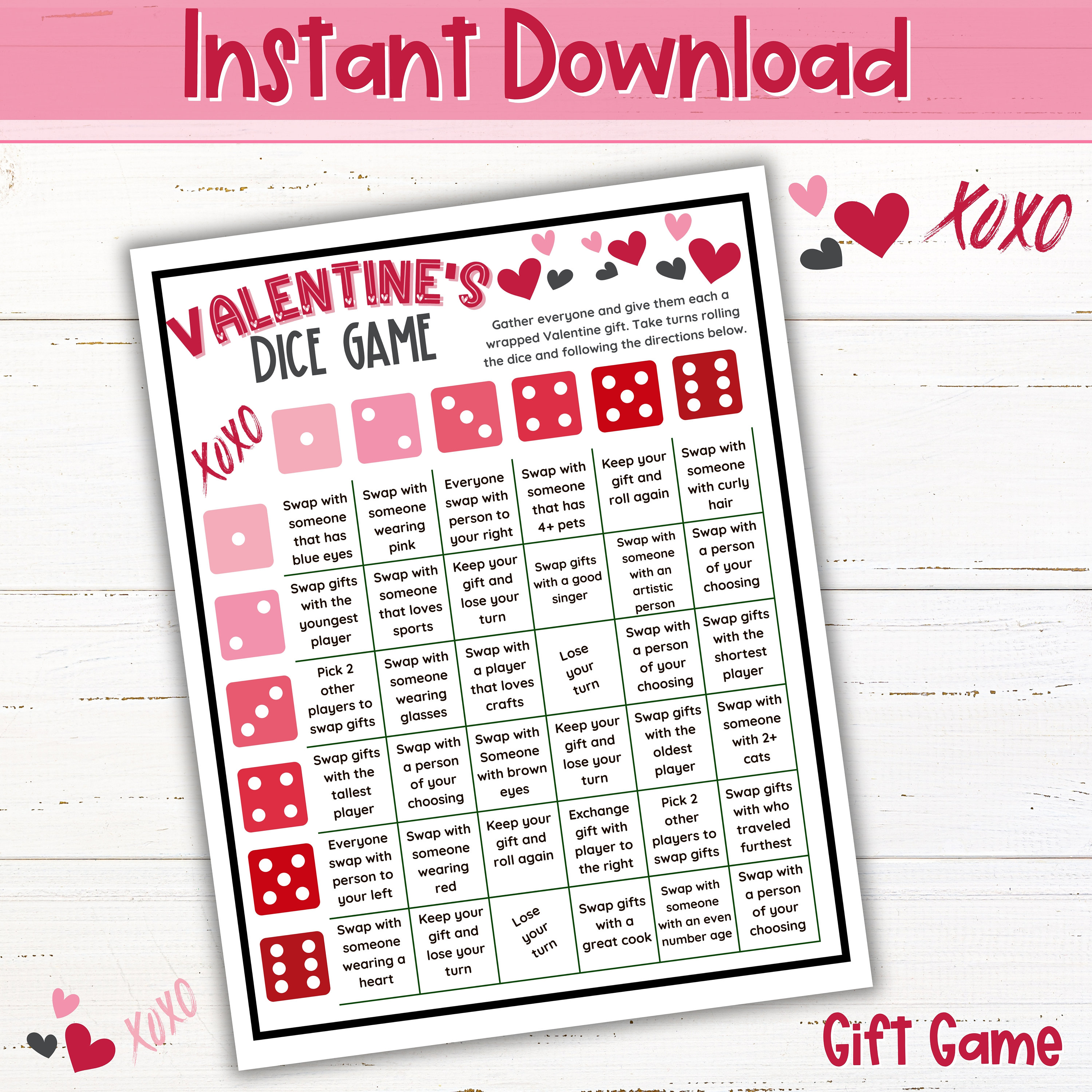 Valentines Dice Game | Valentine's Day Dice Activity | Two Printable ...