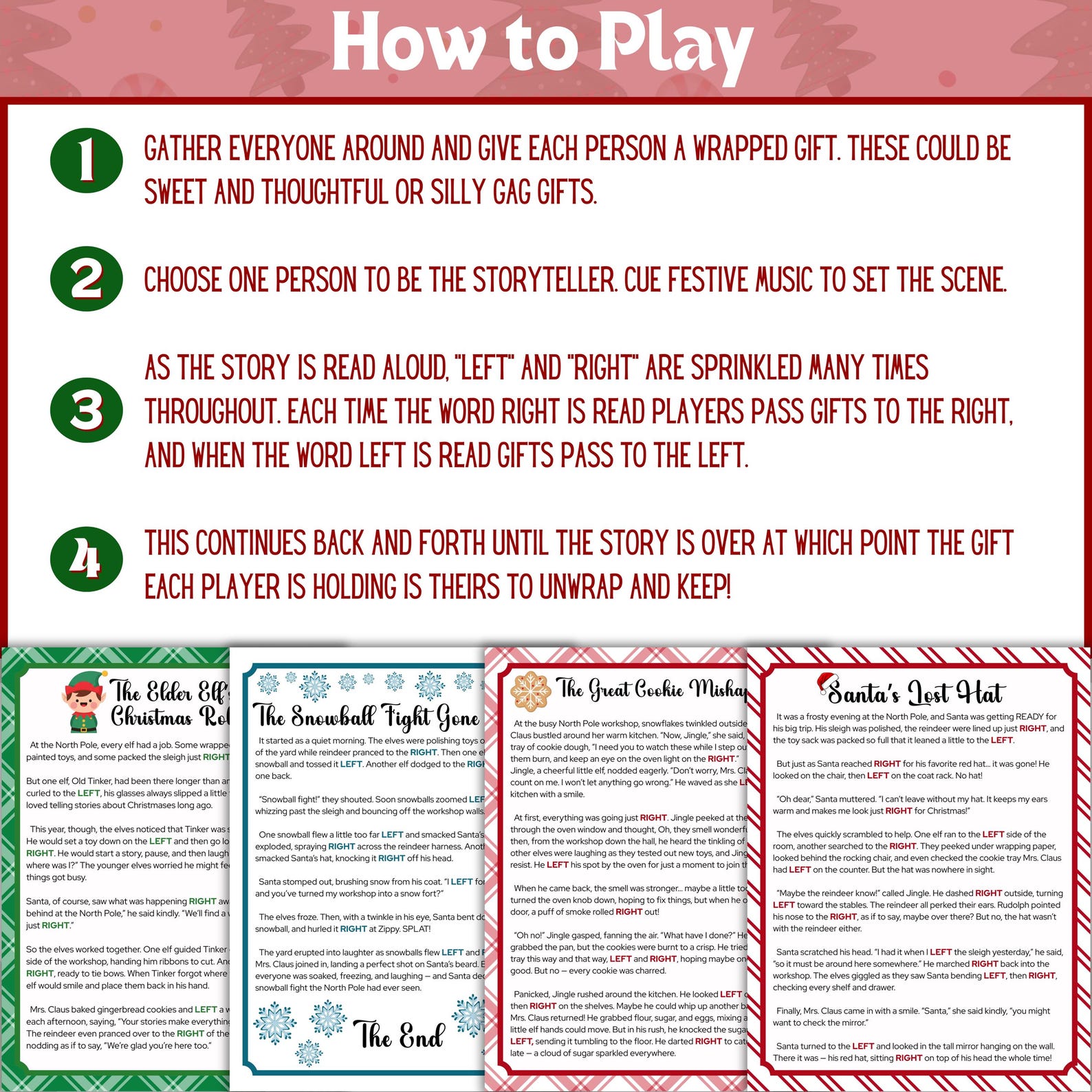 Pass the Gift Game, Christmas Gift Exchange Left Right Game for All ...