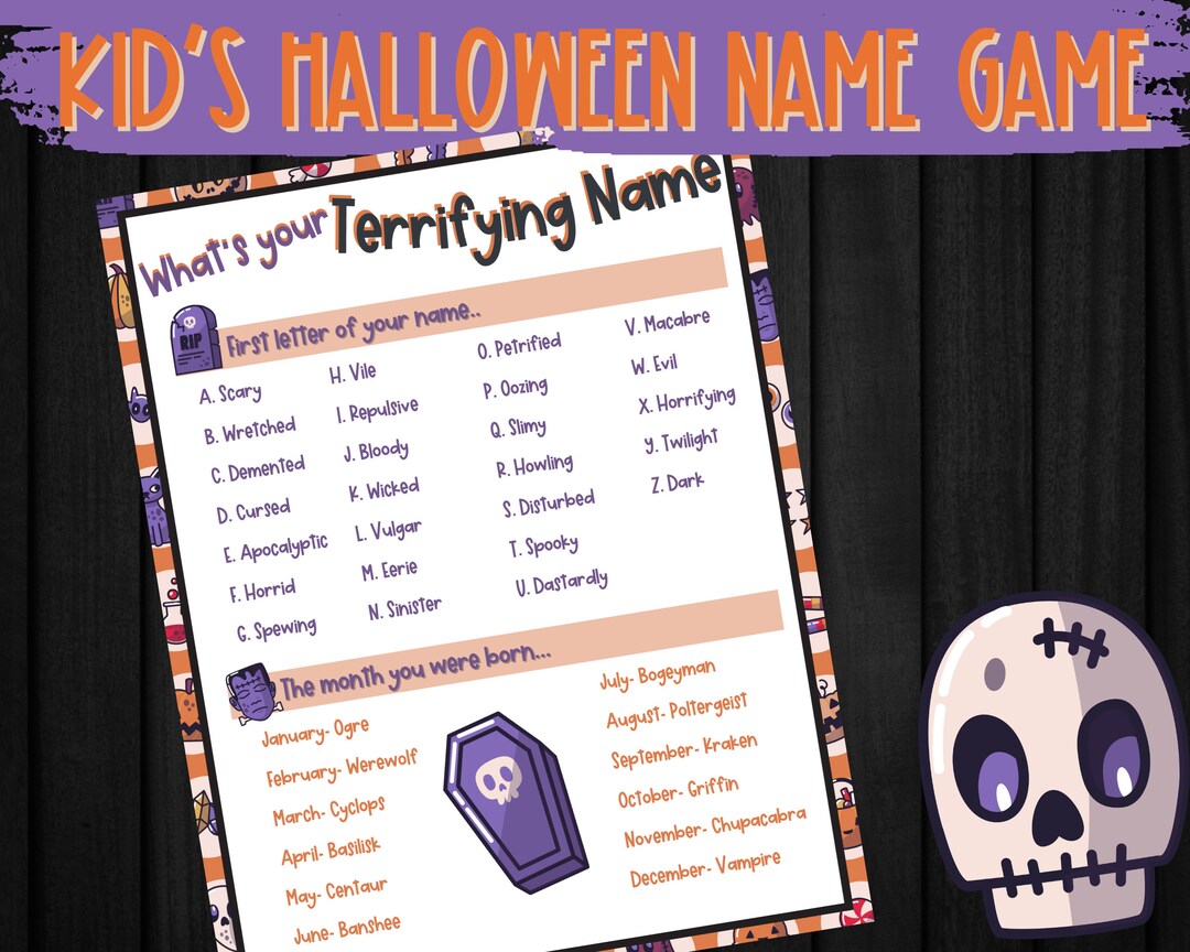 Printable Halloween Name Game, Halloween Kids Games, Halloween ...