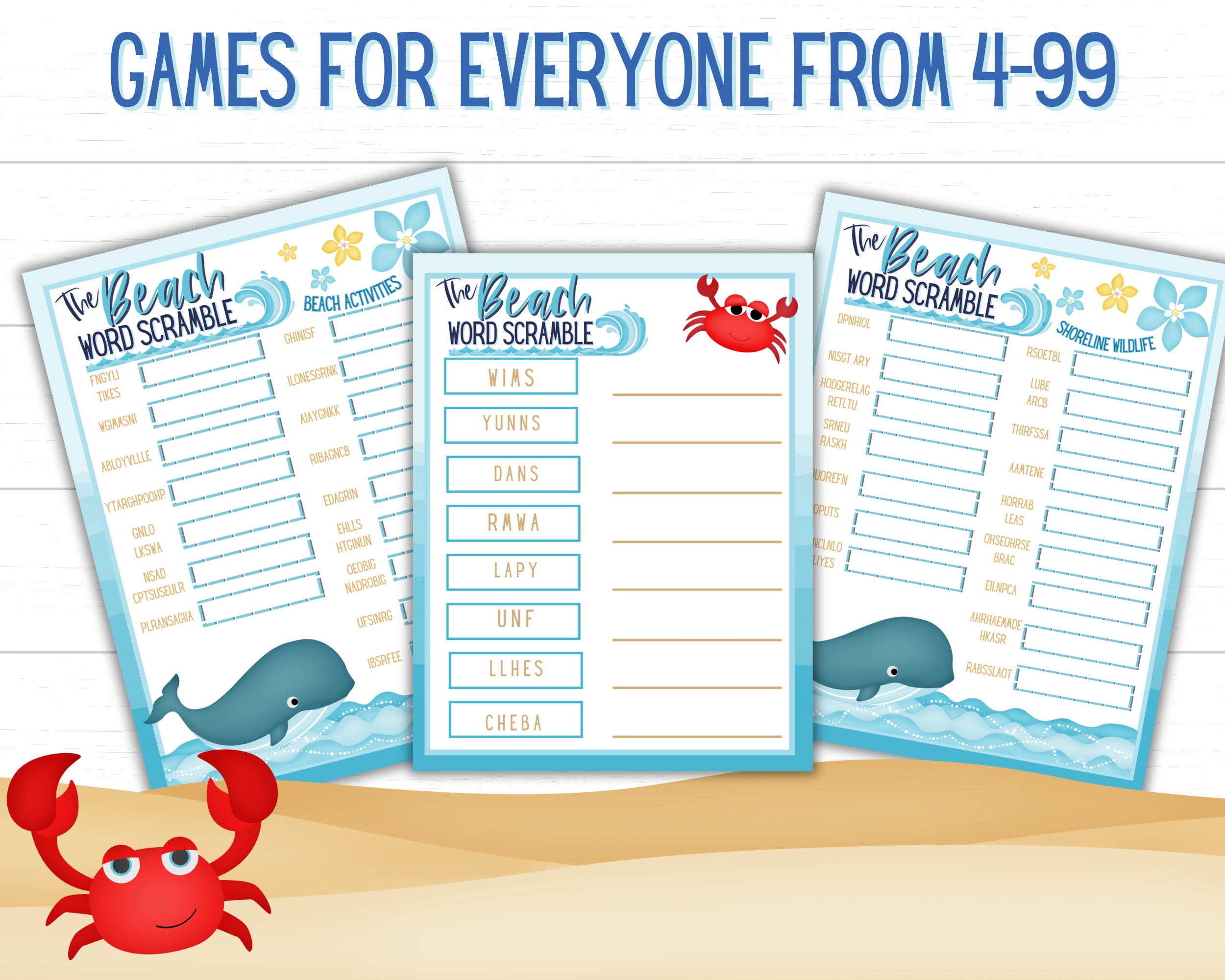 Beach Word Game Set | Printable Summer Beach Word Search | Word ...