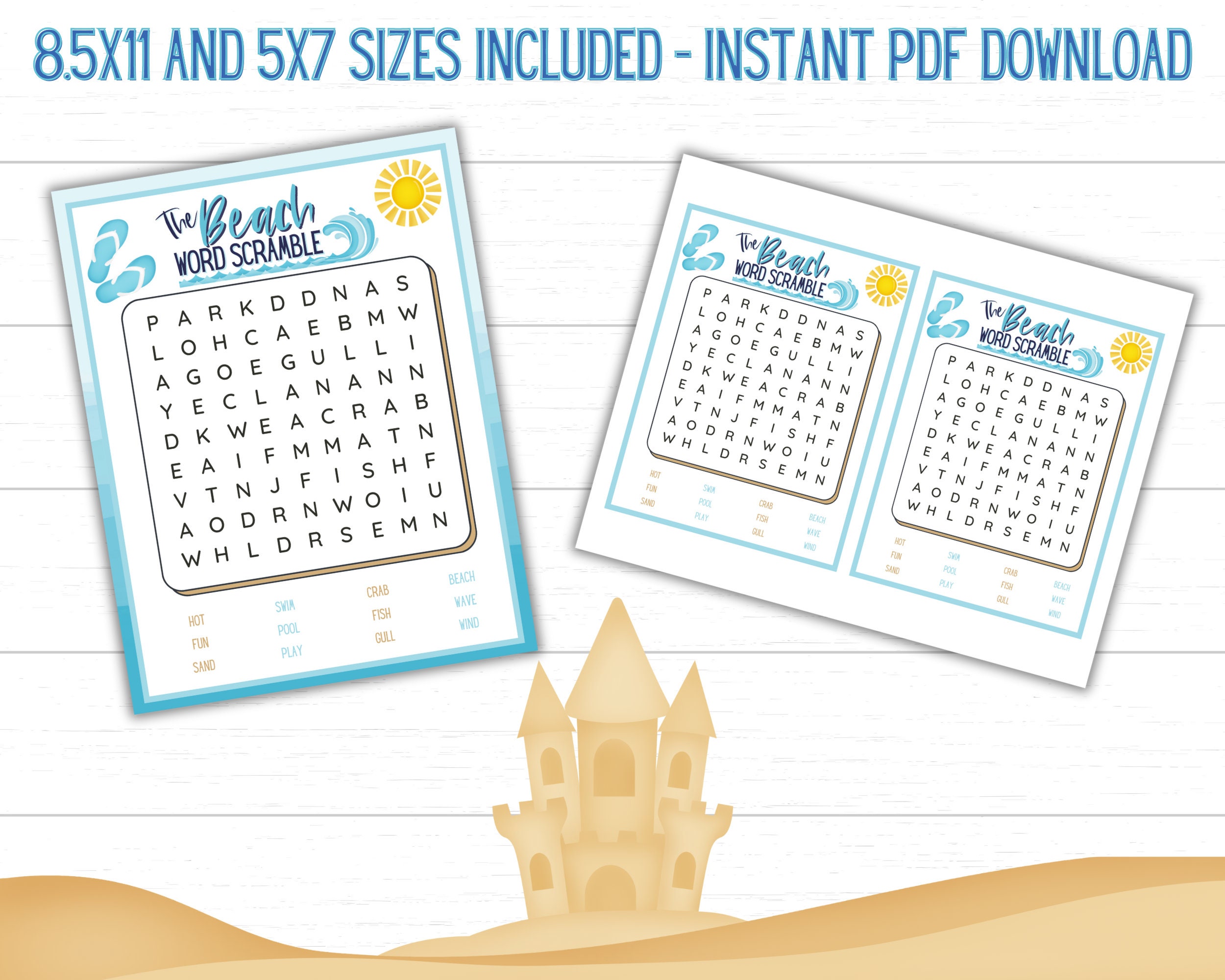 Beach Word Game Set | Printable Summer Beach Word Search | Word ...