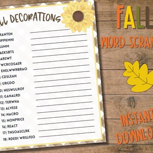 Fall Word Scramble, Autumn Word Scramble, Party Games, Fall Printable ...