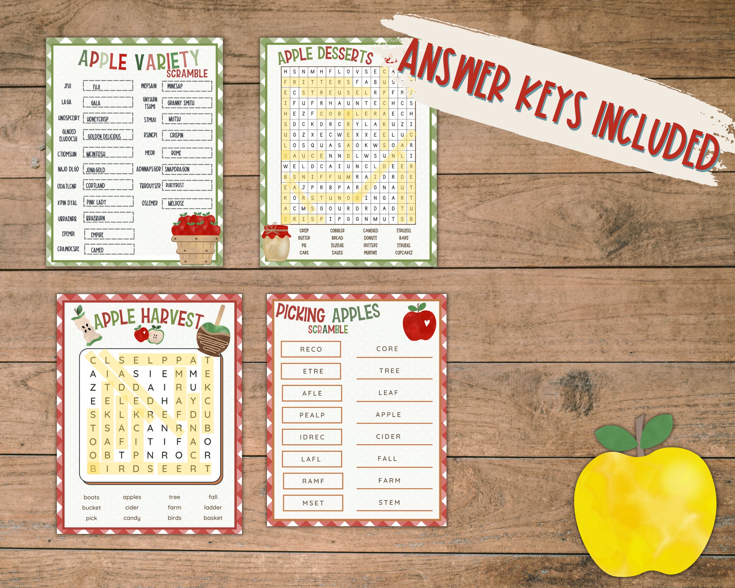 Fall Apple Games Autumn Games Fun Party Games Fall - Etsy