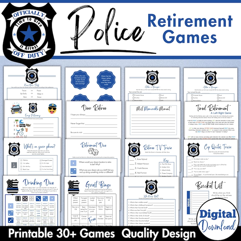 Police Retirement, Police Retirement Games, Fun Retirement Party Games ...
