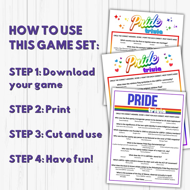Pride Month Trivia | LGBTQ+ Pride Games | Pride Month Quiz Printable ...