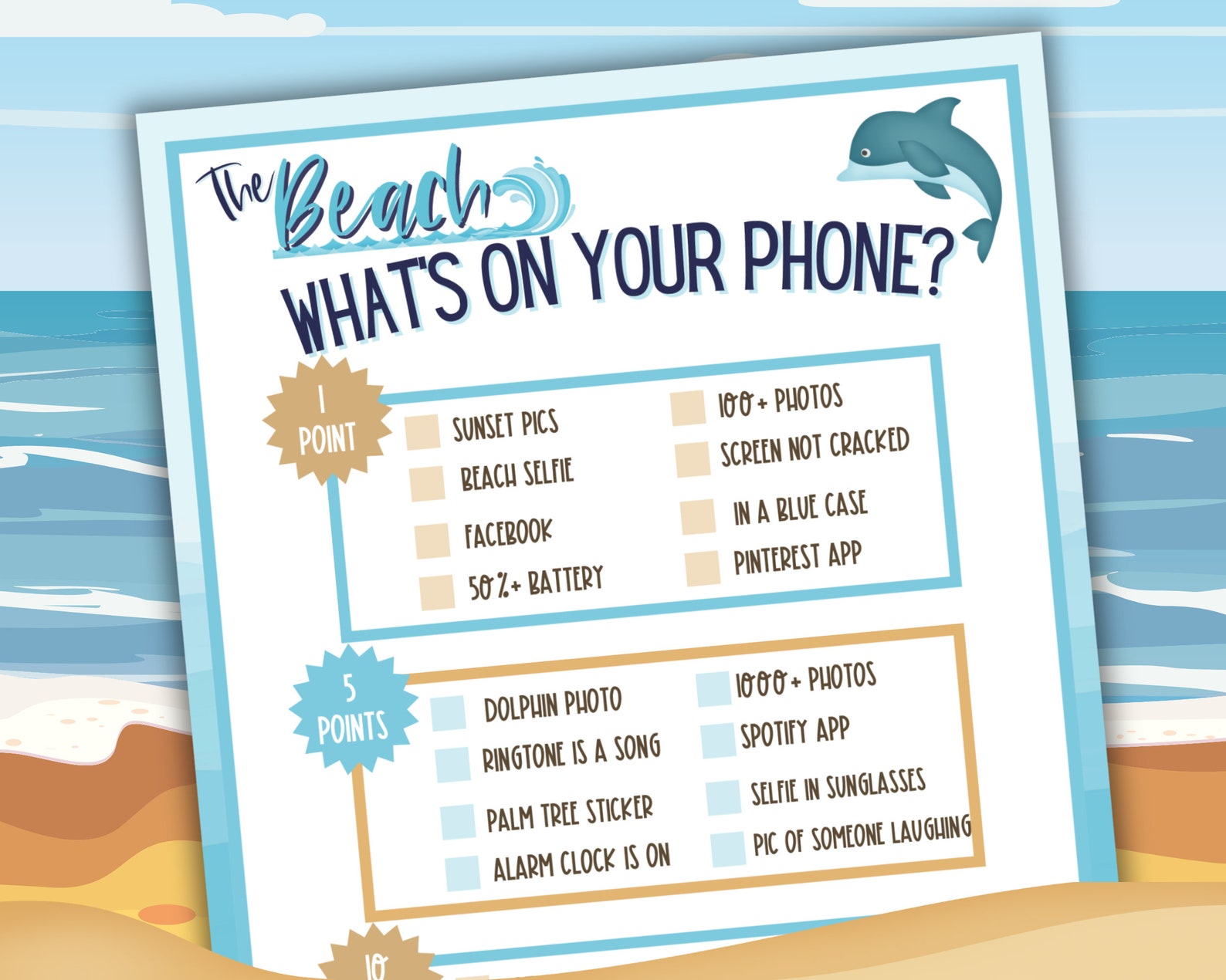 Beach Phone Game | Printable Summer Phone Game | Kid | Teen | What's on ...