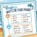 Beach Phone Game Printable Summer Phone Game Kid Teen What's on Your ...