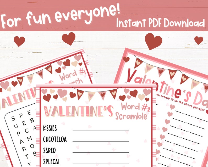 Kids Valentine Word Games Kids Valentine Word Scramble Kid's Valentine ...