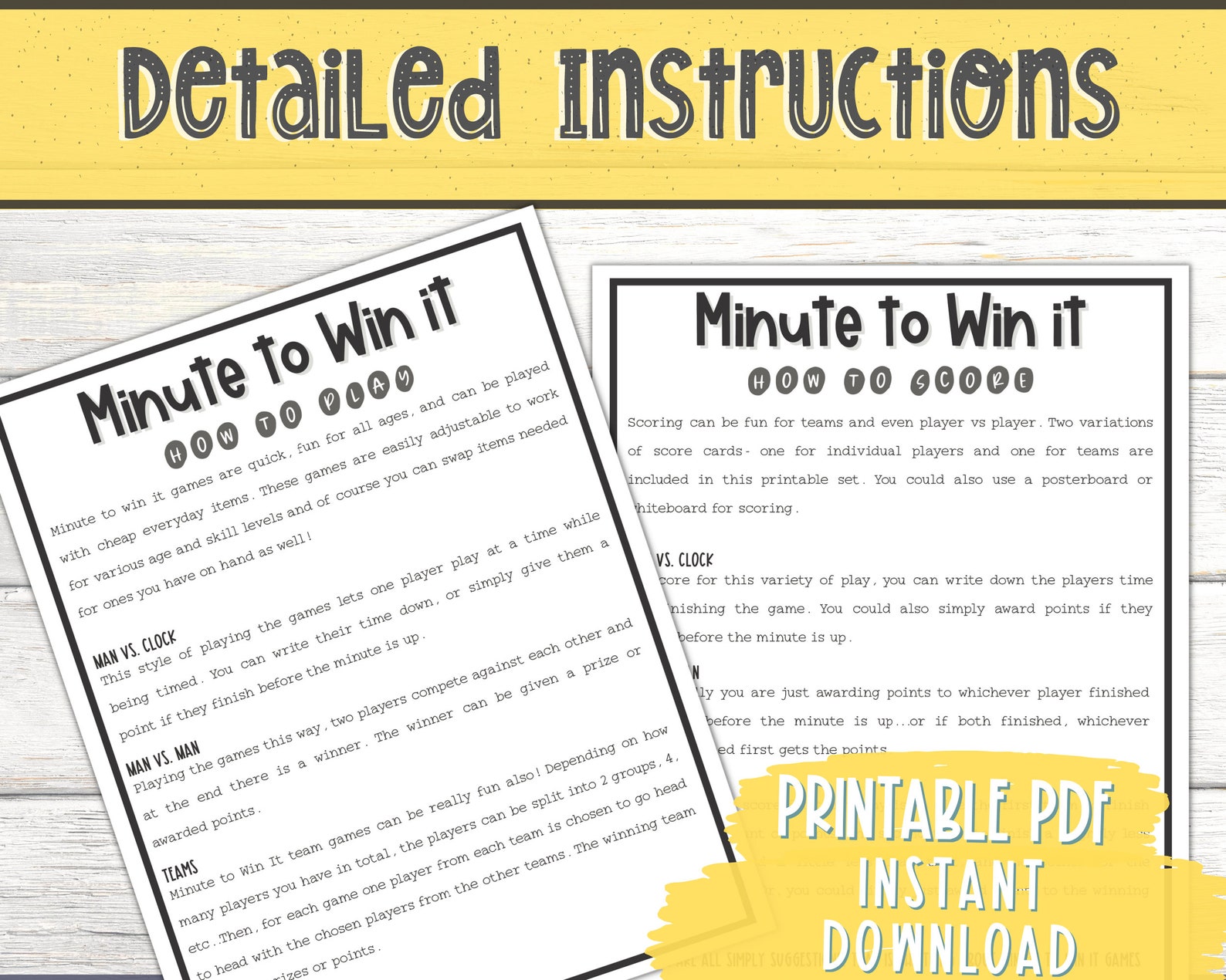 Minute to Win It Game, Party Game, Printable Party Game, Sleepover Game ...