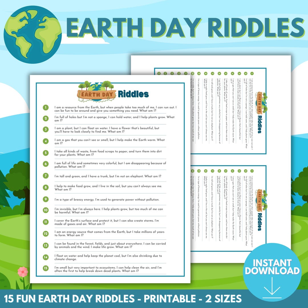 Earth Day Printable Riddles | Earth Day Activity | Earth Day Riddles ...