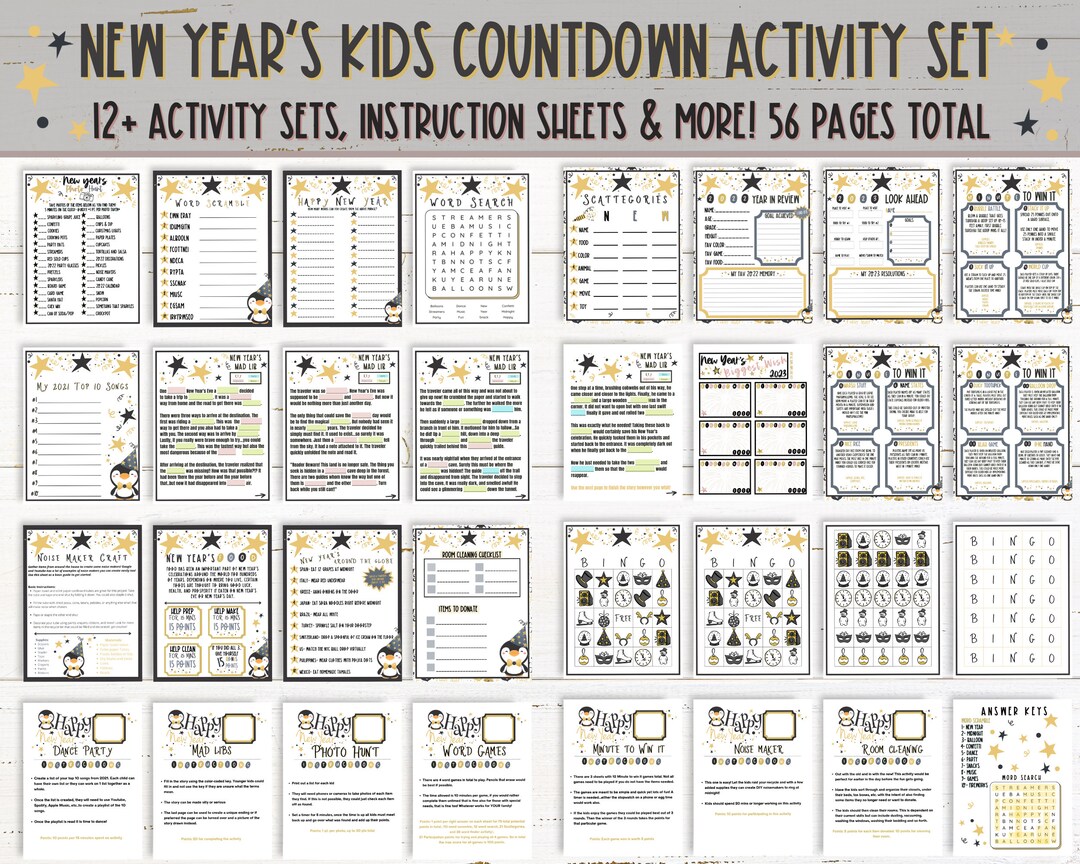 Kids New Year's Game NYE Kids Game New Year Kid Games - Etsy