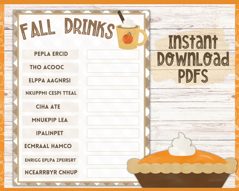 Fall Word Scramble Pack, Printable Word Scrambles, Fall Printable ...