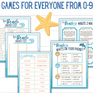 Beach Game Set | Printable Summer Beach Game Bundle | Kids Adults Teens ...
