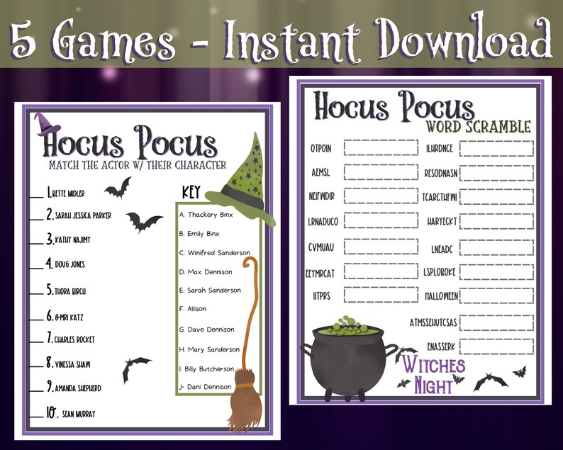Hocus Pocus Trivia, Hocus Pocus Games, Hocus Pocus, Halloween Party ...