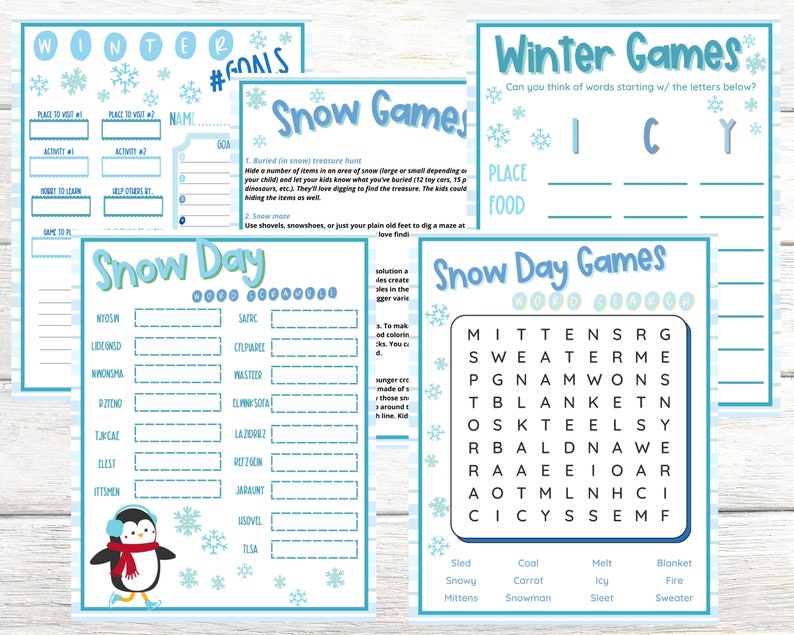 Snow Day Games, Snow Day Activities, Kids Snow Day Games, Snow Day ...