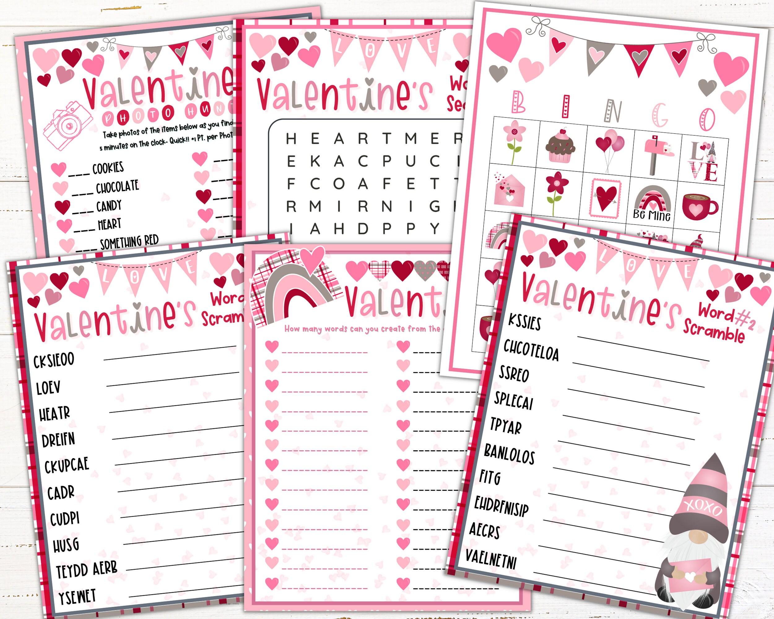 Valentines Day Printable Games Valentines Party Games Valentines ...
